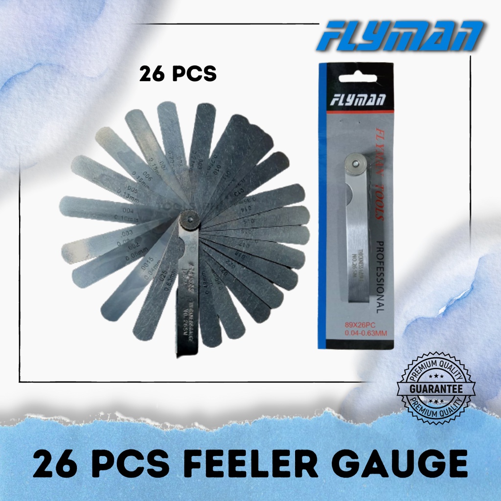 Capulong Flyman Feeler Gauge 26pcs Blade Gauge 0.0015-0.025" Feeler Gauge Blades Tune Up Tool ...