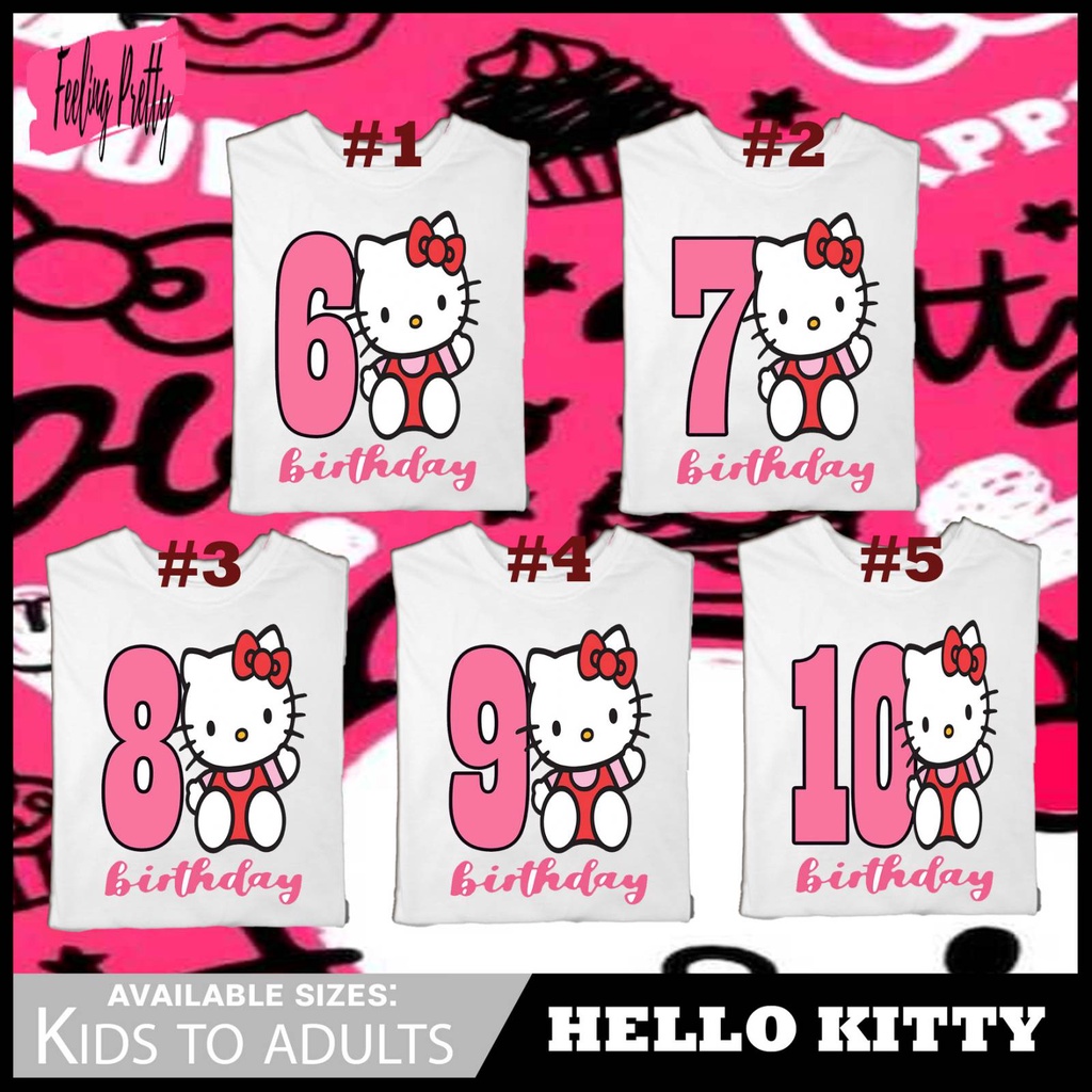 Hello Shirt Kitty Kitty Kids Number Shirt for Kids to Adults Birthday 6 ...