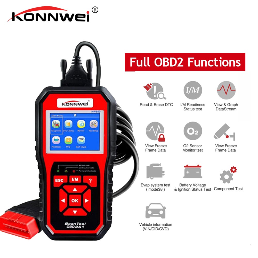 KONNWEI KW850 Full OBD2 Car Diagnostics Tool KW 850 OBDII Auto Scanner ...