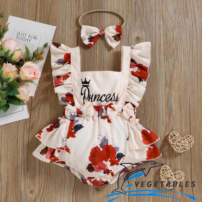 ZHY-Newborn Girls Two-Piece Outfits, Flower Print Flying Sleeve Square ...