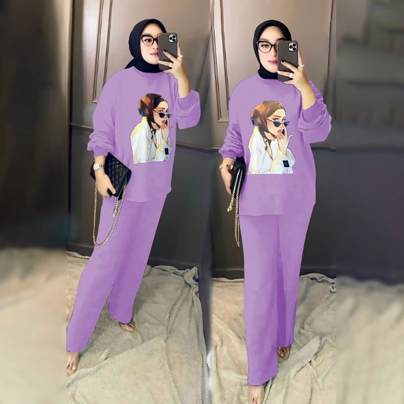 Lily SET JUMBO KAYLA Women's OVERSEIZE Suit COTTON COMBED ONE SET POLOS ...