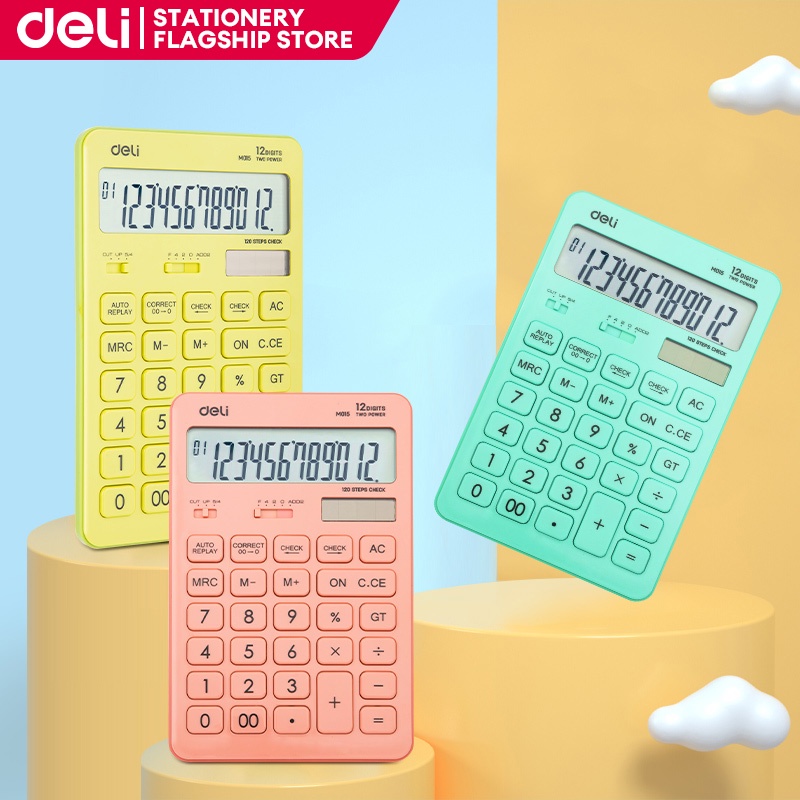 Deli Cute Calculator with 12-Digit Desktop Calculator with Big Display EM01531/EM01541/EM01551 ...