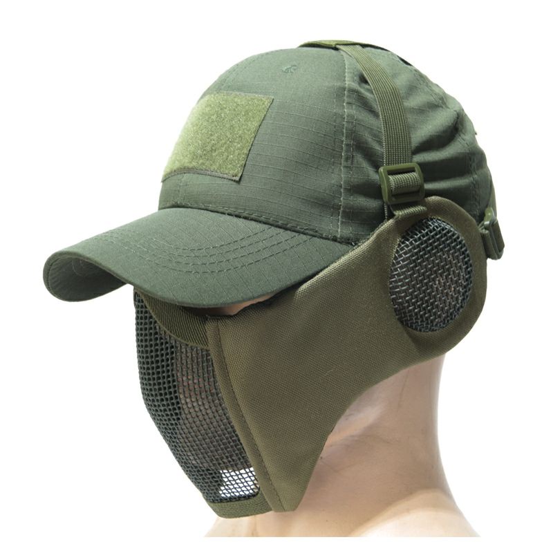 Tactical wire mask baseball cap face protection ear mask integrated ...