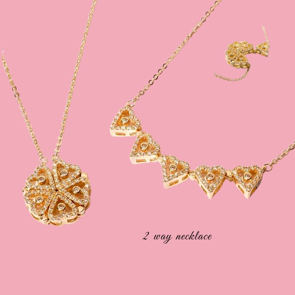 Blooming Fashion 2 WAY NECKLACE magnetic four hearts | Shopee Philippines