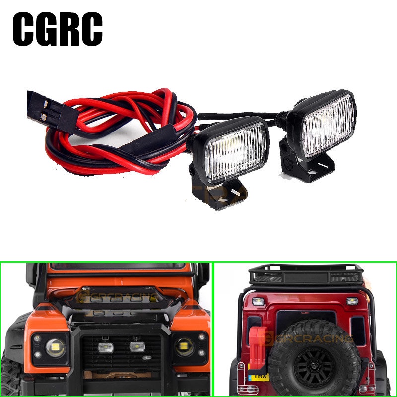 2 Pcs LED Rectangular Tail spotlight Searchlight headlamp For 1/10 RC ...