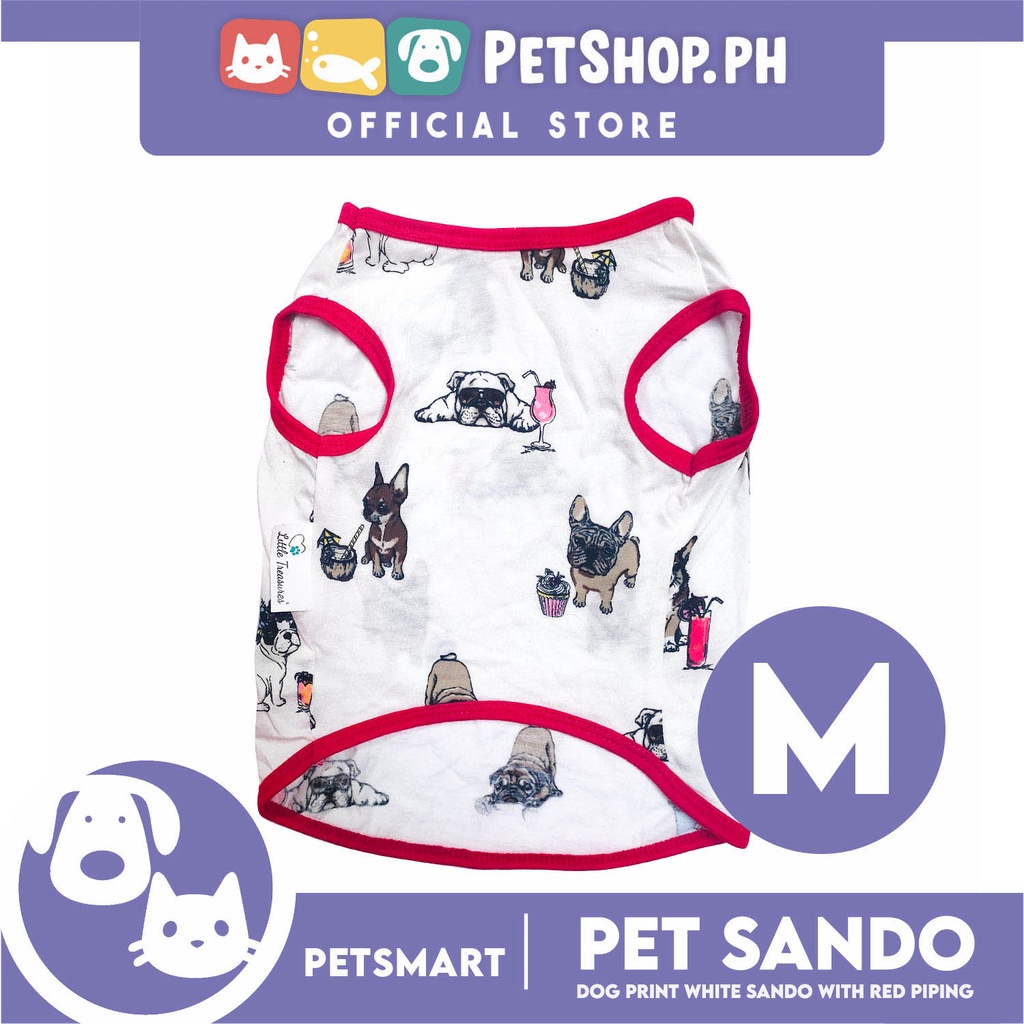 Pet Smart Dog Print White With Red Piping Sando (M) | Shopee Philippines