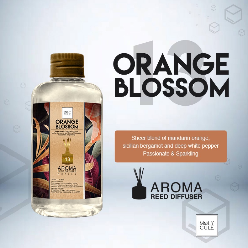 MOLYCULE Orange Blossom Scent Reed Refill Aroma Diffuser Oil Home Room ...
