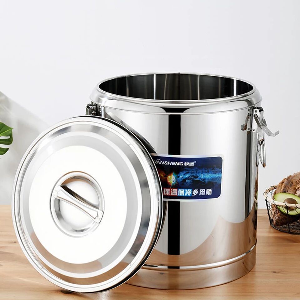 Stainless Steel Soup Pot Insulated Barrel Heat Cold Insulation Bucket ...