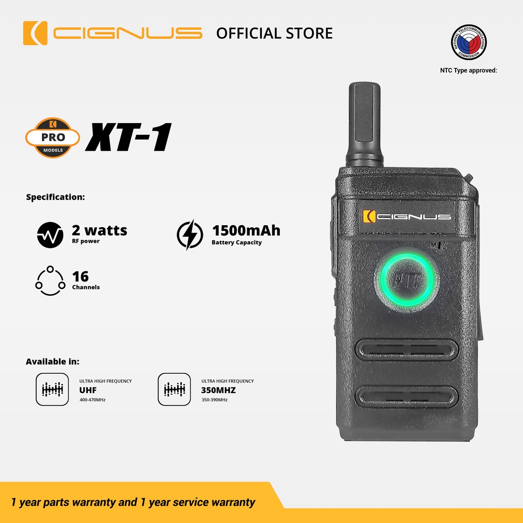 CIGNUS XT1 UHF 2WATTS TWO WAY RADIO | Shopee Philippines