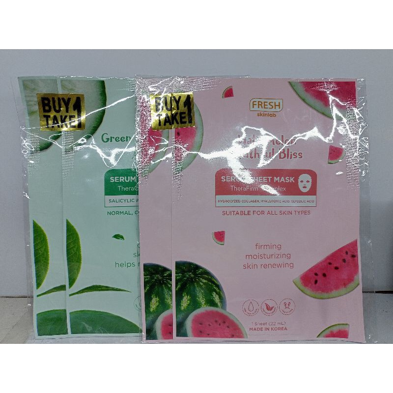 BUY 1 TAKE 1 FRESH SKINLAB Serum sheet mask Green tea cucumber acne ...