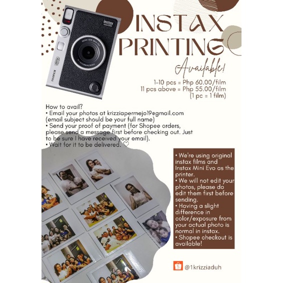 Instax Mini Printing Service | Shopee Philippines