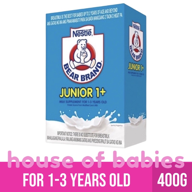 BEAR BRAND Junior 400g for 1-3 Years Old Milk Supplement | Shopee ...