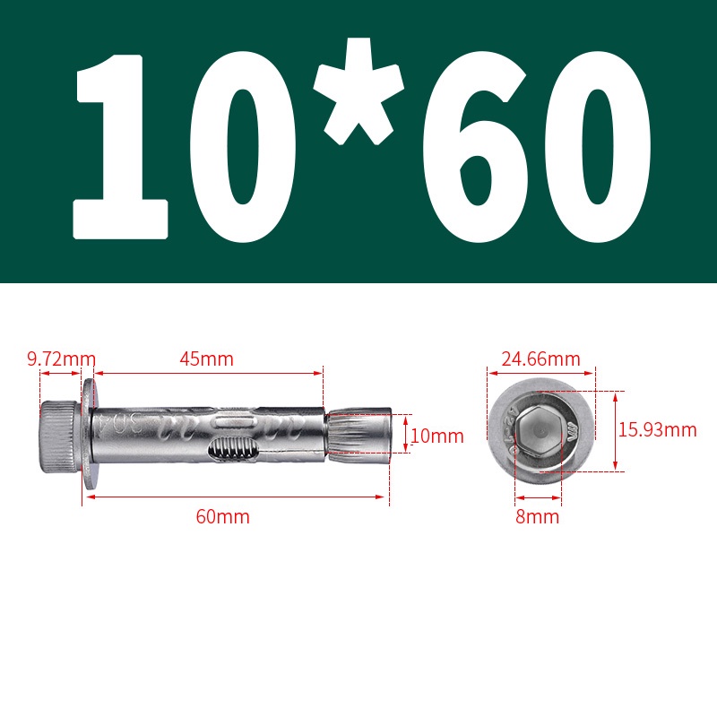M6-M12 Wall Plug Allen Hex Expansion Bolt Socket Cap Head Hanging ...