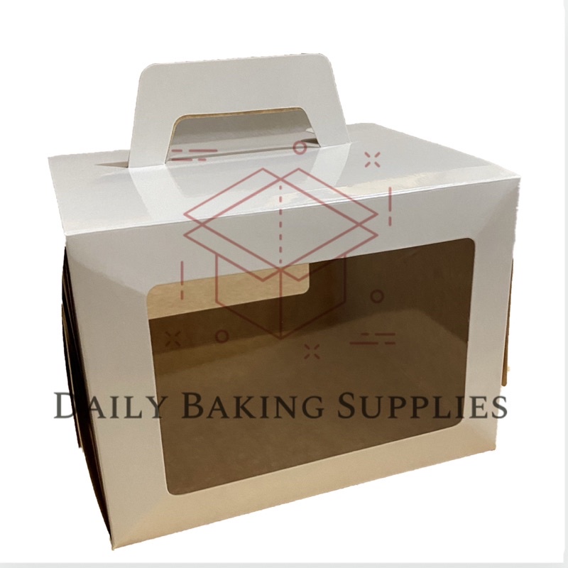 8x8x6” Reversible Box with handle Kraft White Laminated Glossy | Shopee ...