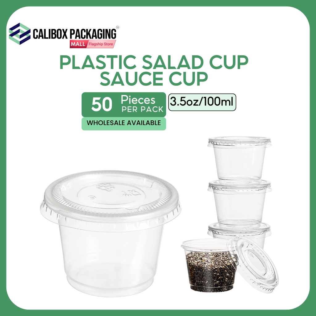 Calibox Packaging Plastic Salad Cup, Disposable Sauce Cup, Gravy Cup ...