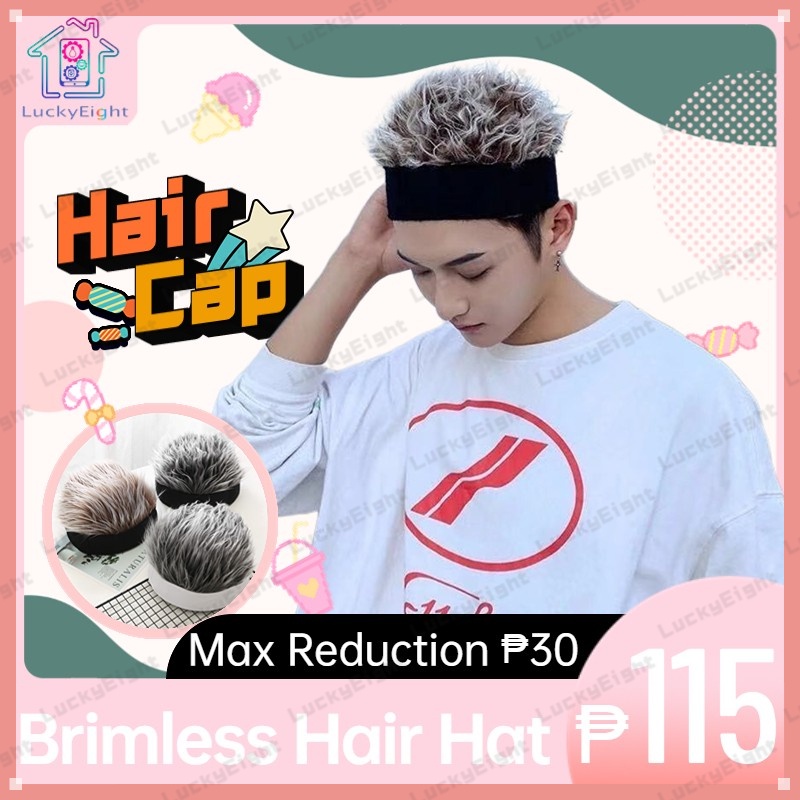 Simulation Wig Brimless Hair Cap Hat Retro Street Hip-Hop Spoof Beanie ...