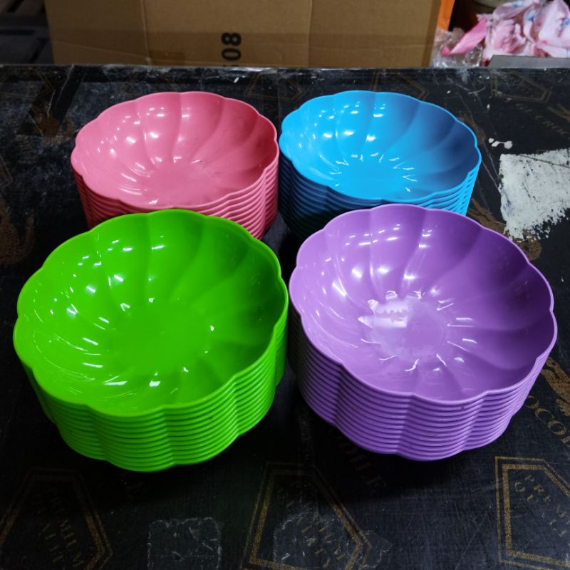 #951 Flower Design Plastic Bowl (12PCS./Dozen) | Shopee Philippines