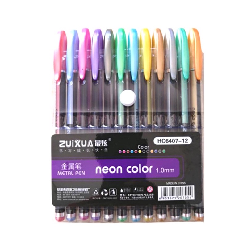 Neon Pen 12 In 1 Color 1.0 Mm Set | Shopee Philippines