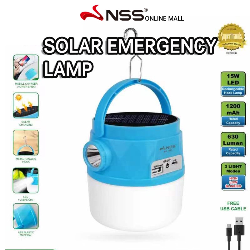 NSS Solar Lantern LED Camping Lantern Rechargeable Solar USB Portable ...