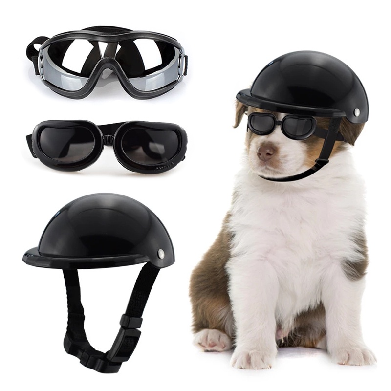New Pet Cat Dog Motorcycle Helmet with Sunglasses Pet Head Protection ...