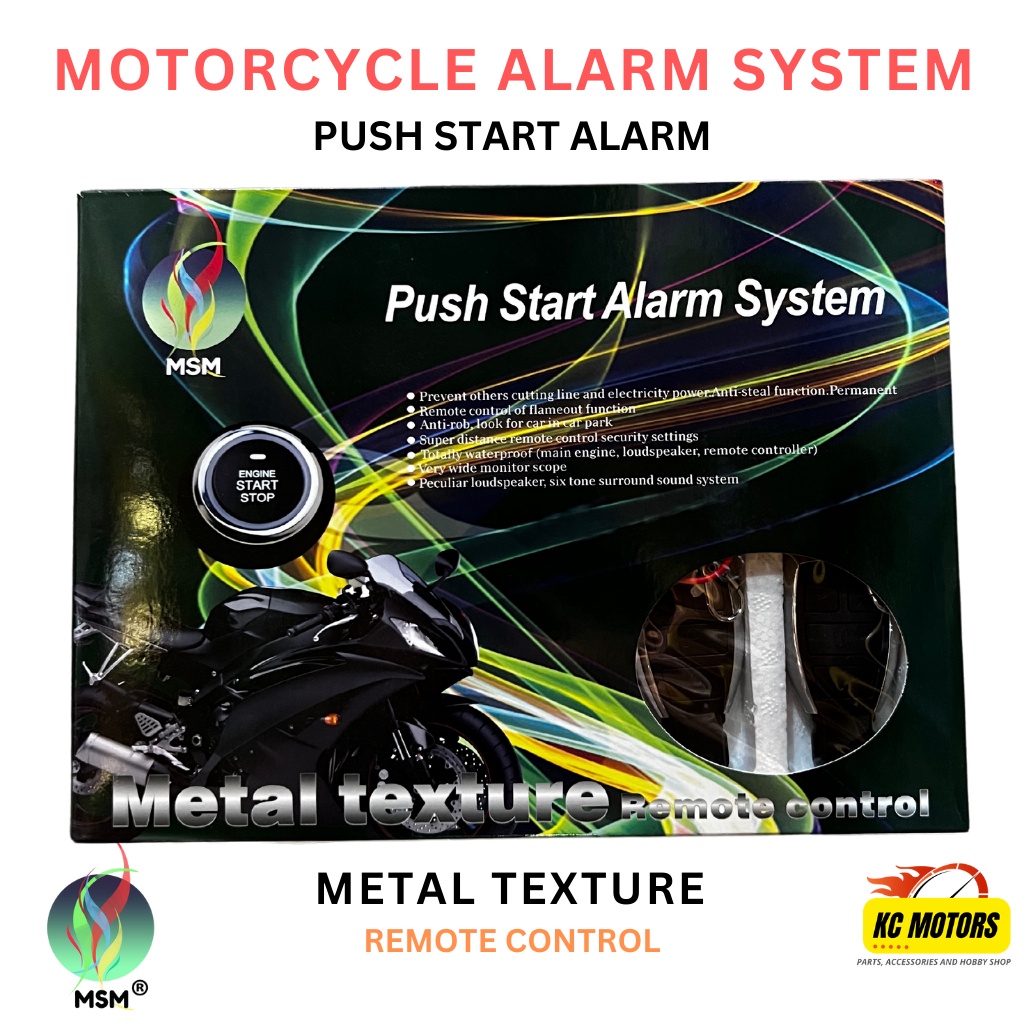 MSM Motorcycle Alarm System Push Start Alarm System with Remote Control ...