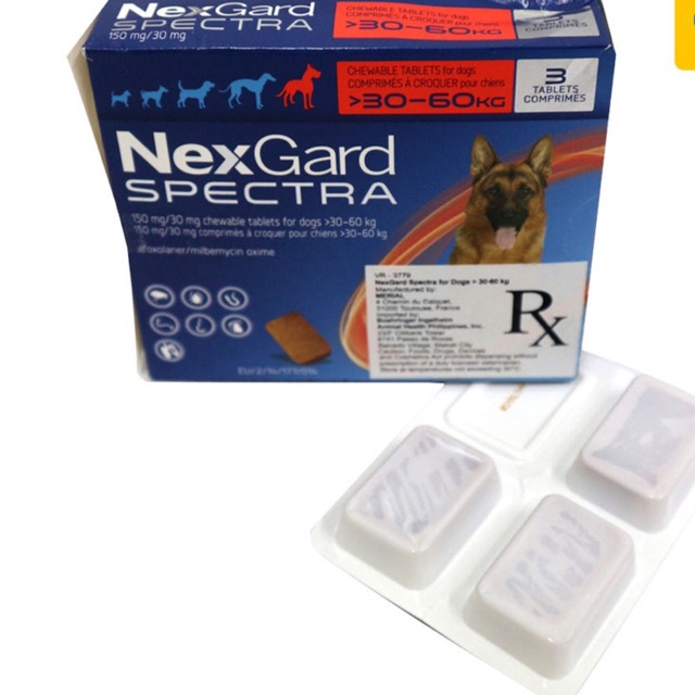 NexGard Spectra Chewable Tablet for Extra Large Breed Dogs >30-60kg (3 ...