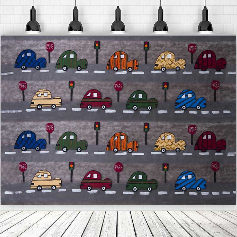 Traffic Lights Cars Birthday Backdrop For Photography Baby Shower Kids ...