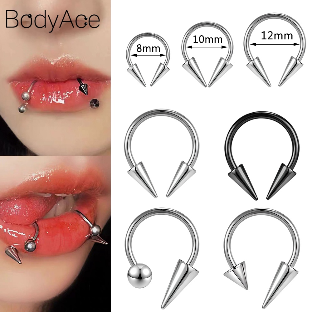 Bodyace 1 PC 16G C Shape Stainless Steel Nose Ring Horseshoe Spike ...