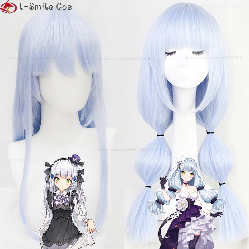 Game Girls Frontline HK416 Cosplay Wig Long Light Blue Heat Resistant ...