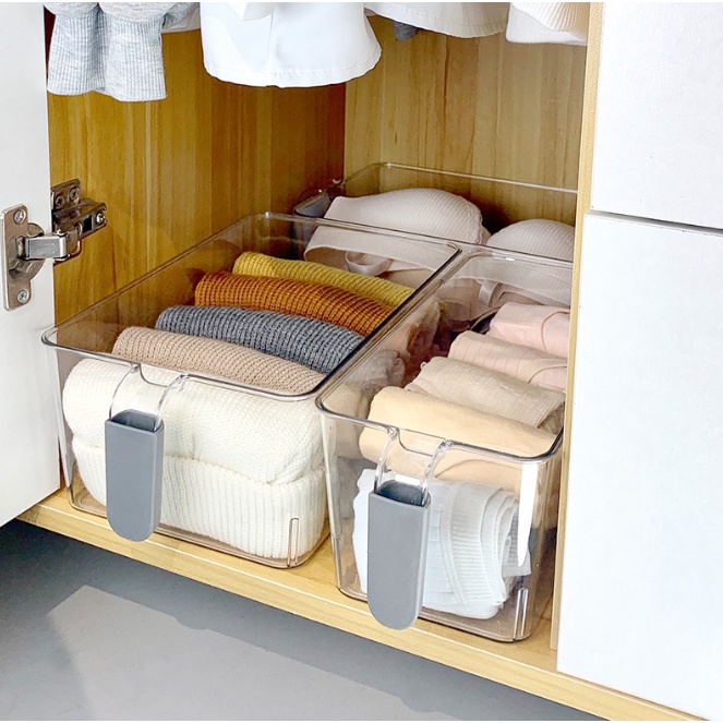 Transparent clothes storage box with handle clothes sorted and ...