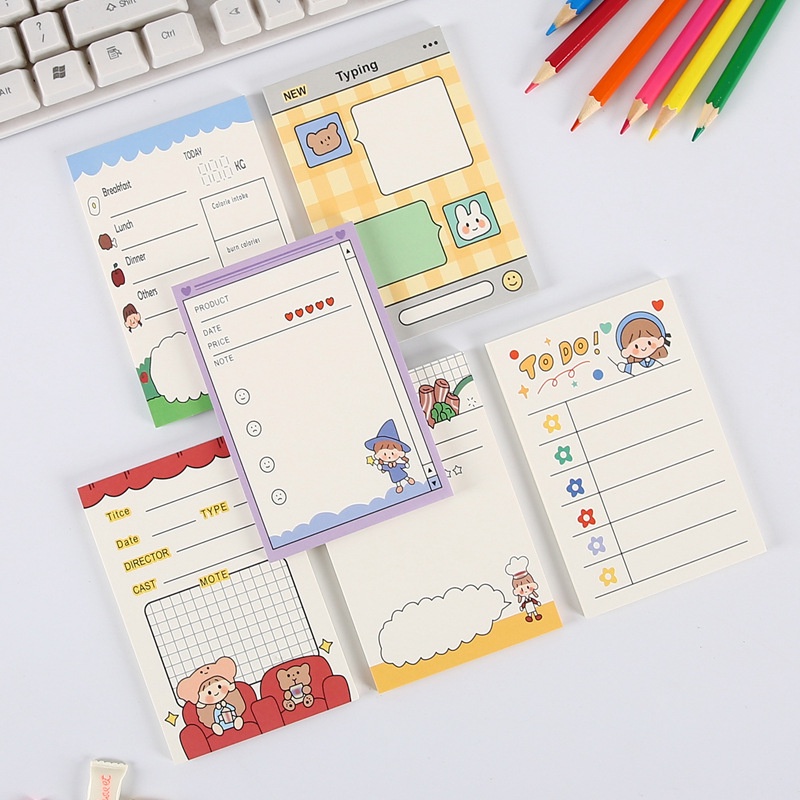 50Pcs/Set Creative Cartoon Student Note Book Cute Bear Guestbook School ...