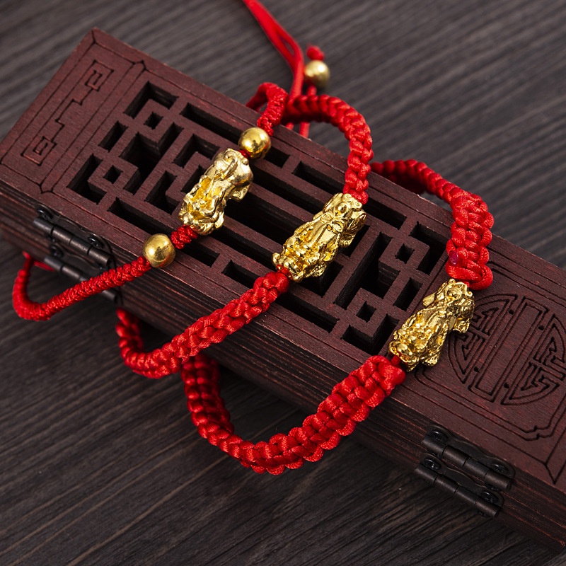 Adjustable Braided Lucky Red String Rope Feng Shui Pixiu PiYao Bracelet ...