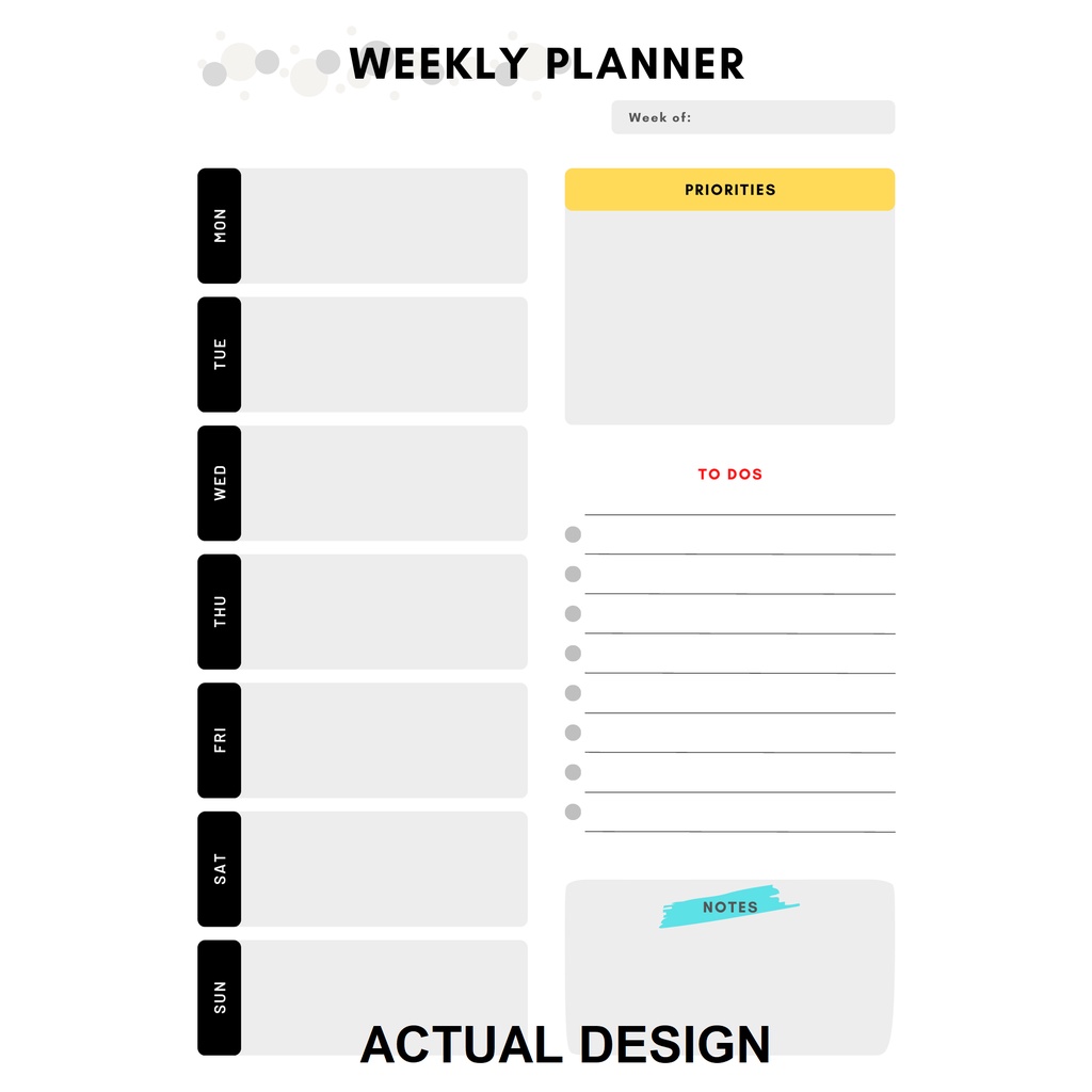 Laminated Weekly Planner A4 Size Chart Organizer Stuff 125MIC | Shopee ...