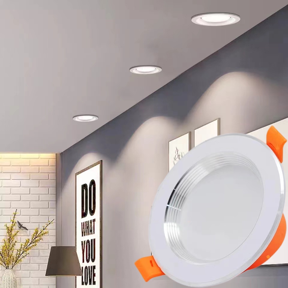 LED Tricolor Downlight Ceiling Light 5W Round Panel Ceiling Lamp ...