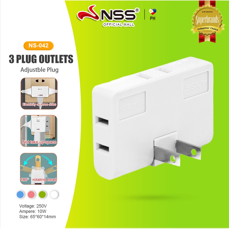 NSS Outlet Extension Power Adapter Socket Three Plug Extension Adaptor ...