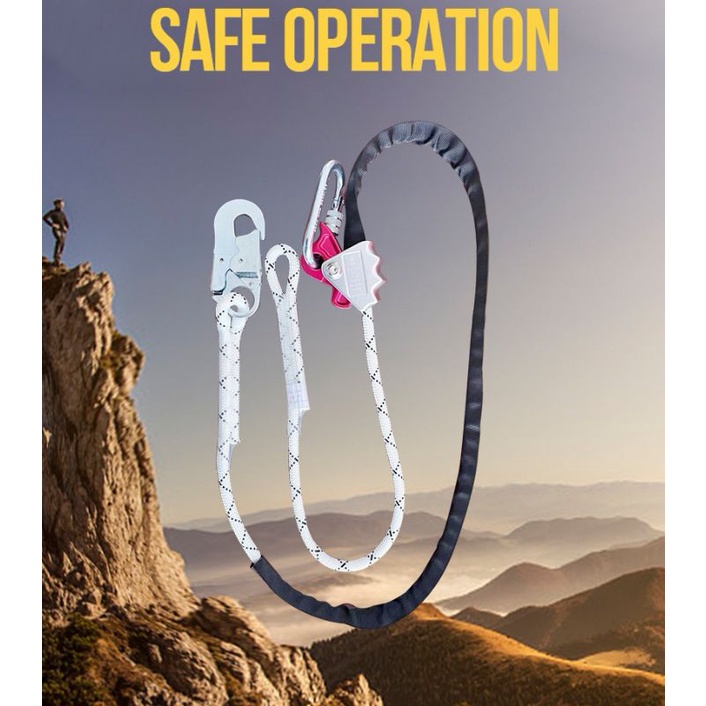 Adjustable Work Positioning Lanyard with Rope Grab for Fall Arrest Work ...