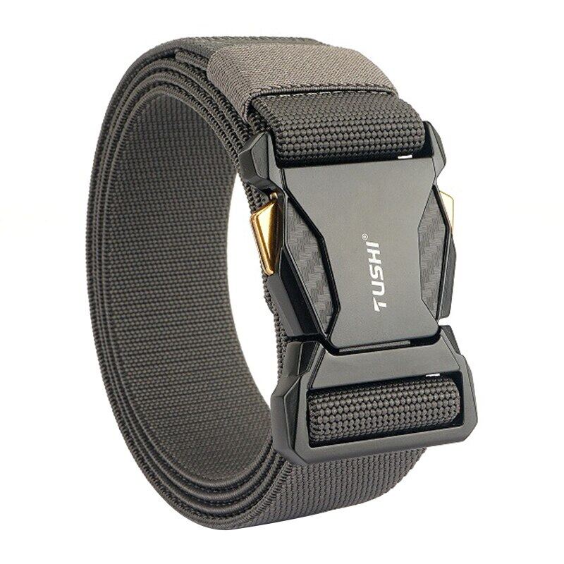 Men belt Metal Quick Release Pluggable Buckle Elastic Belts Durable ...
