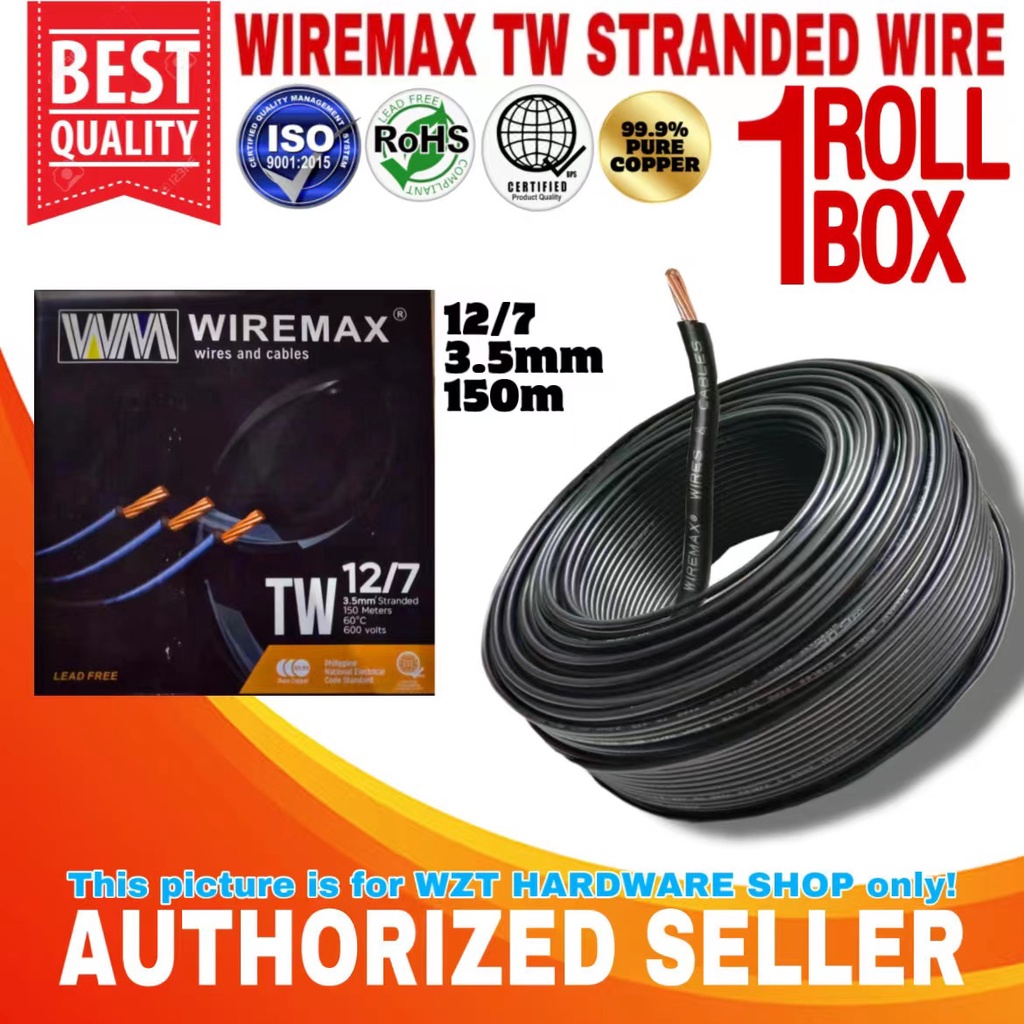 150m / 1Roll TW Stranded Wire 14/7 2.0mm - 12/7 3.5mm Original Wiremax 99.99% Pure Copper ...