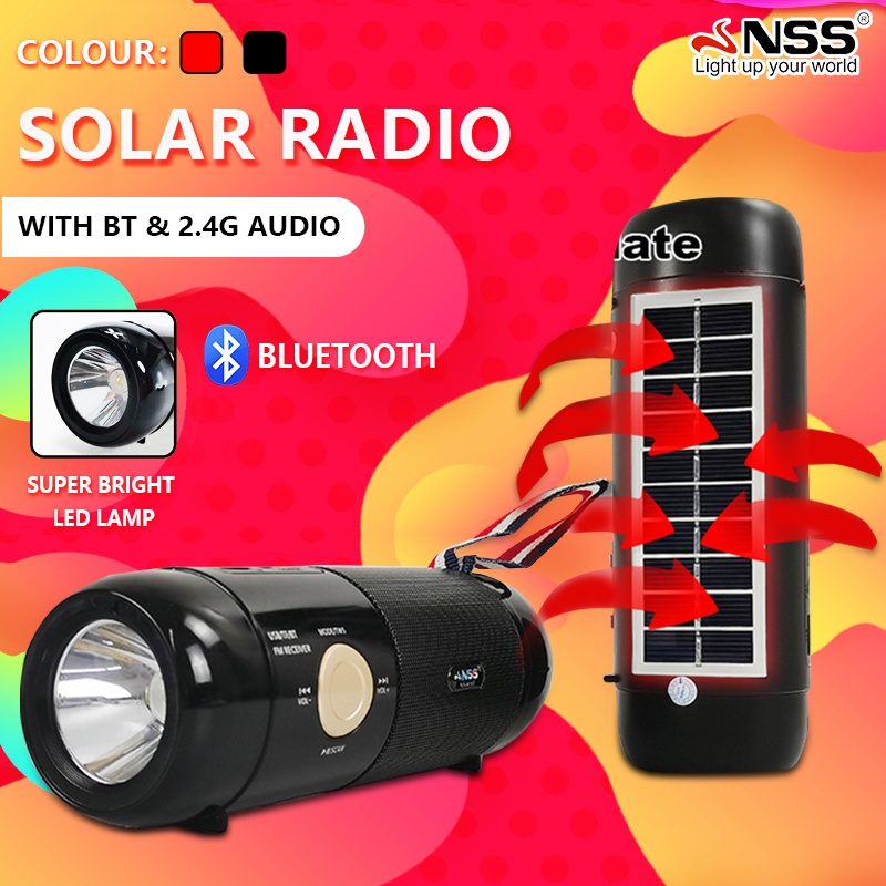 NSS Solar Radio FM Radio with USB/TF Music Player with Bluetooth and 2 ...