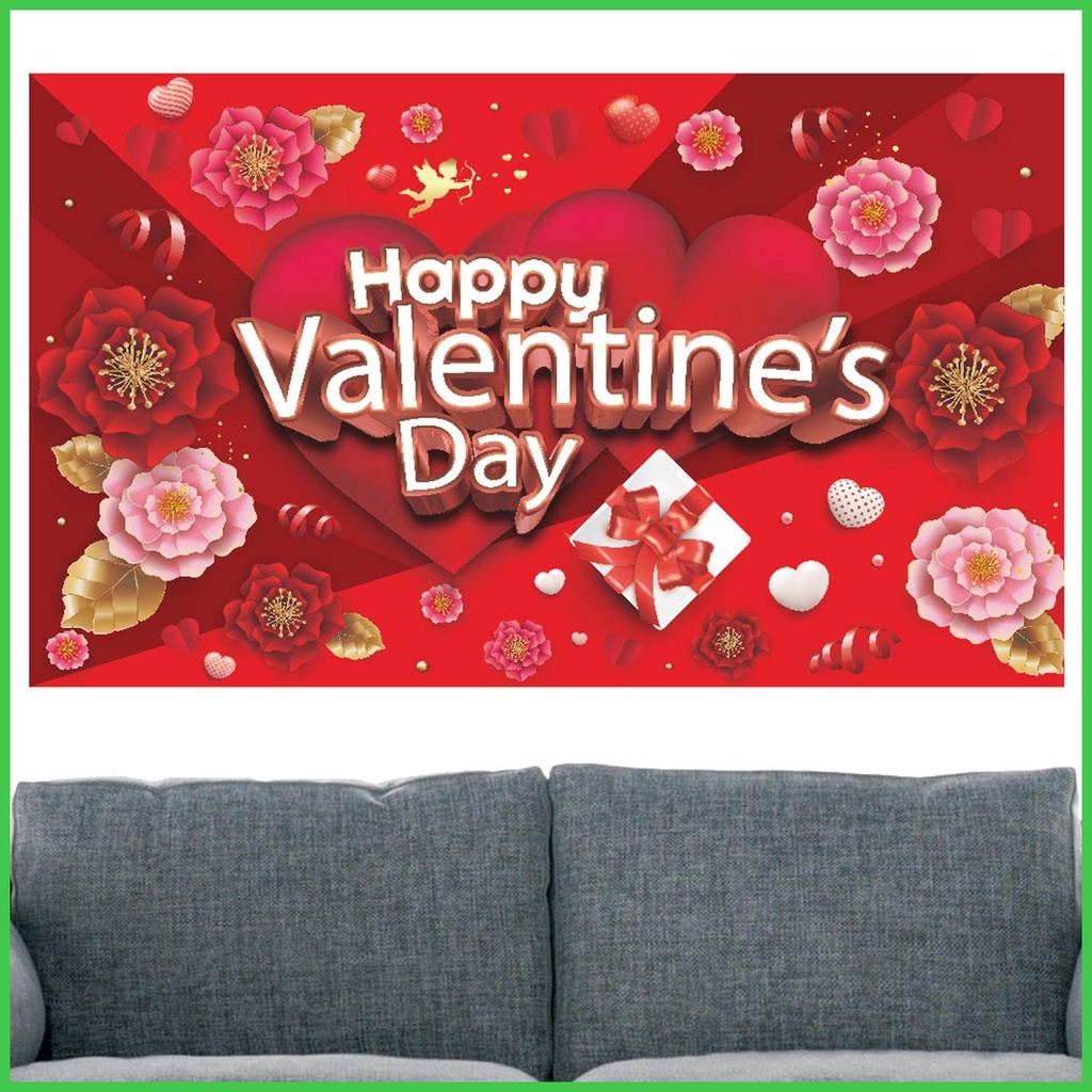 Happy Valentine's Day Banner Backdrop Valentine's Day Party Banner 73 x ...