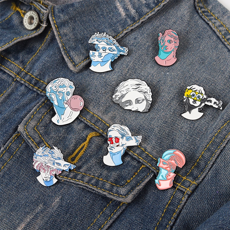 Amazing Art Enamel Pins Split Head Sculpture Custom Brooches Cartoon ...