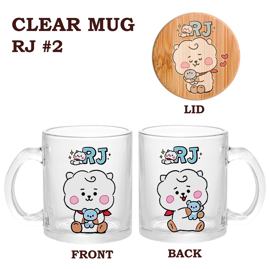 Personalized BTS BT21 Baby Clear Glass Mugs with Bamboo Lid Permanent ...