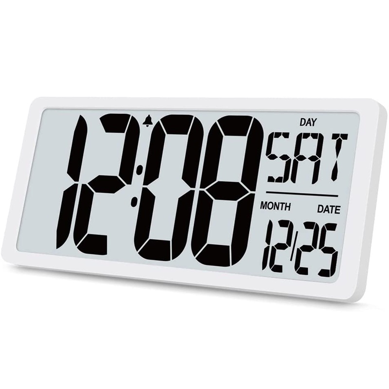Large Digital Wall Clock Battery Operated Alarm Clock with Date Week ...