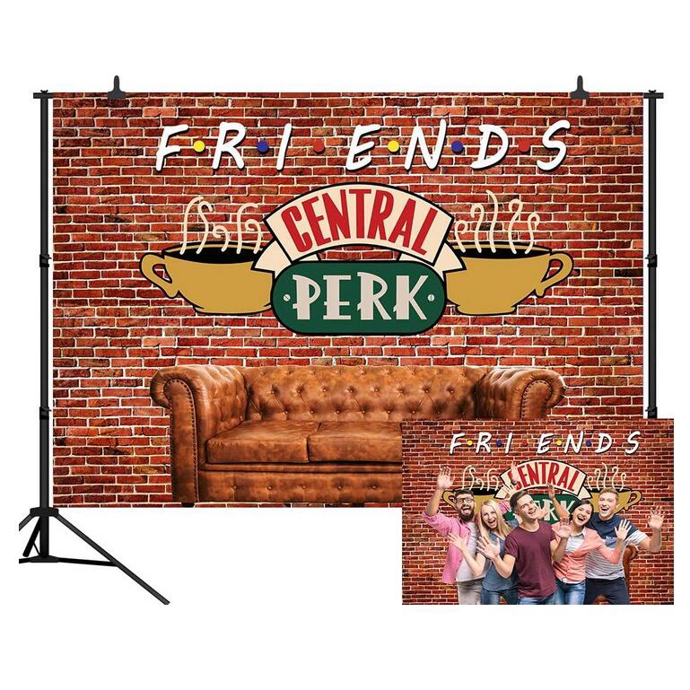Central Perk Friends Tv Show Theme Party Backdrop Red Brick Wall Retro ...