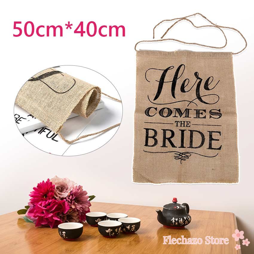 Rustic Wedding Ceremony Burlap Banner "Here Comes the Bride" Wedding ...
