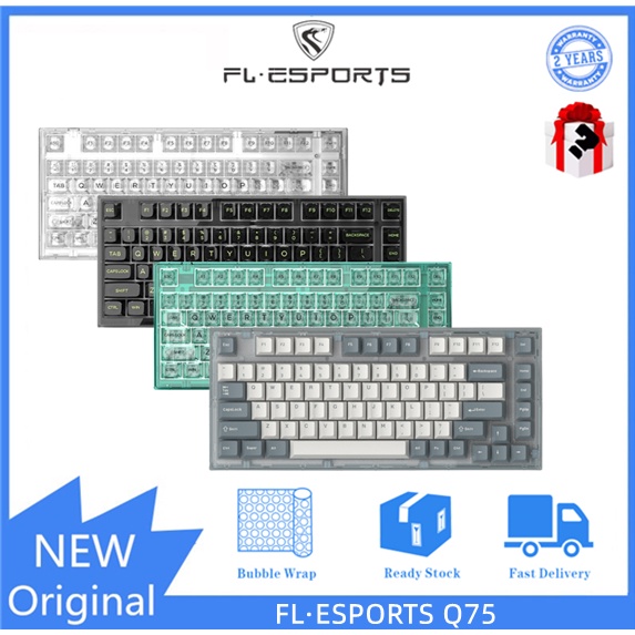 FL ESPORTS Q75 three-mode mechanical keyboard 82-key hot-swappable RGB lighting effect | Shopee ...