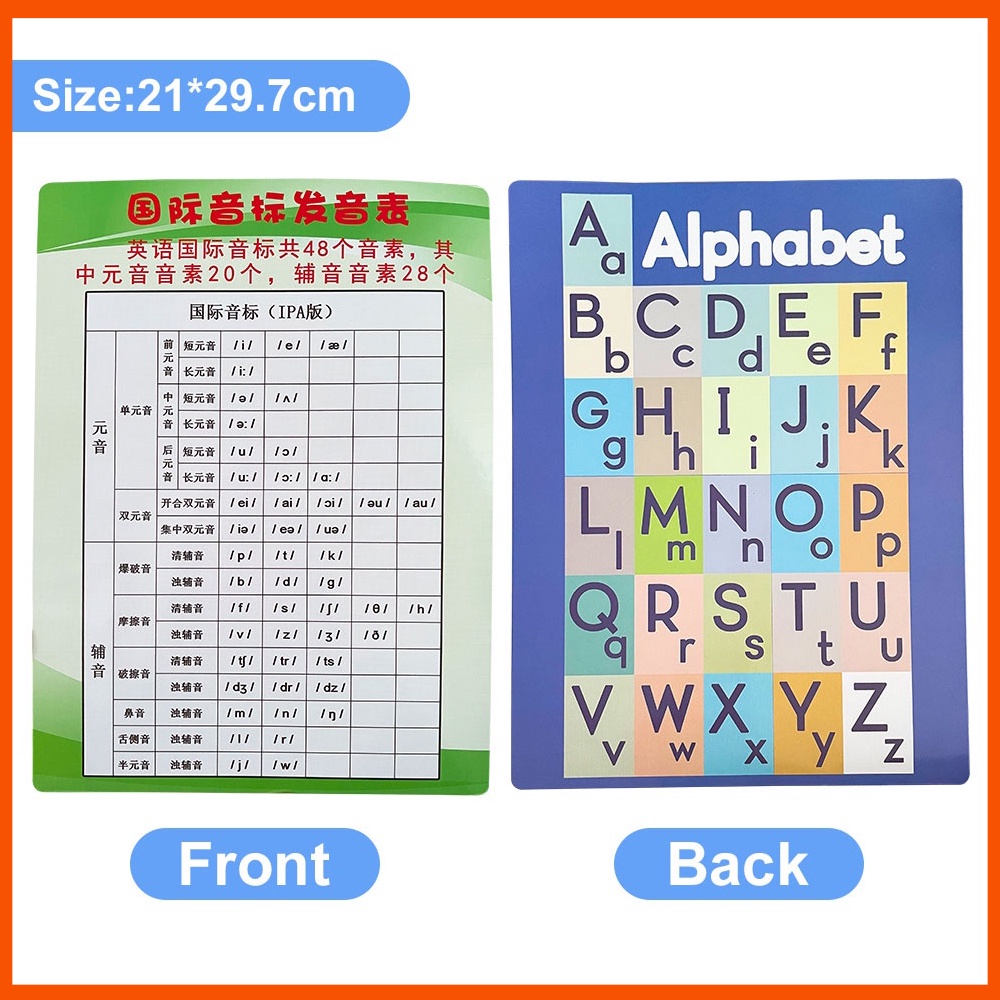 1 Pcs A4 Learing Poster Card English International Phonetic Alphabet ...