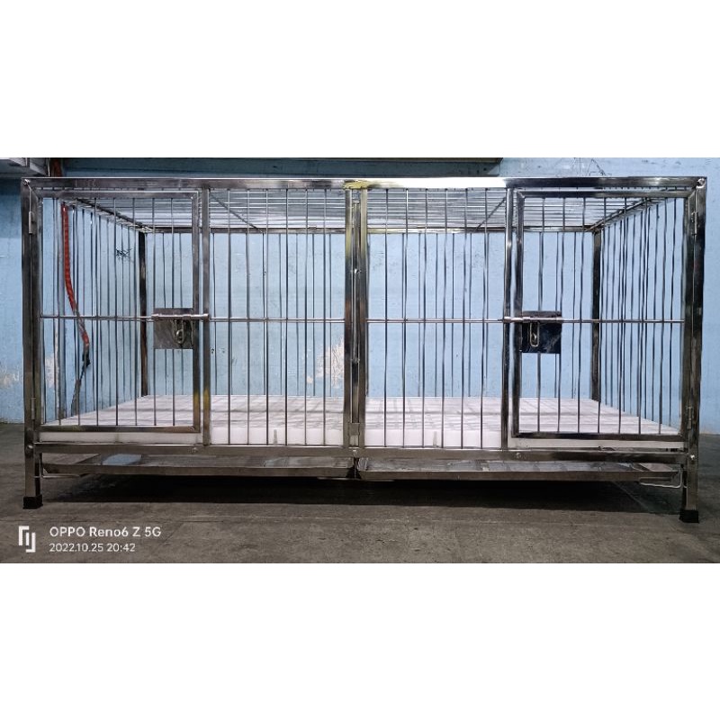 2×4×2 STAINLESS DOG CAGE.. 2doors framed door and framed divider ...