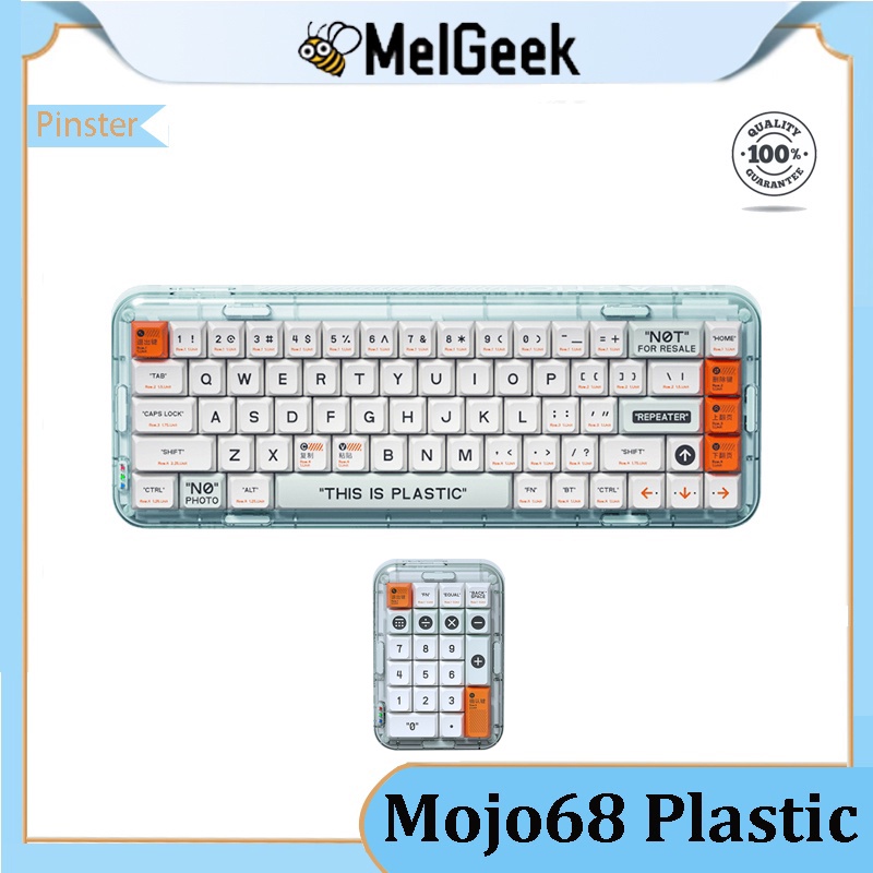 MelGeek Mojo68 Plastic transparent mechanical keyboard wireless ...