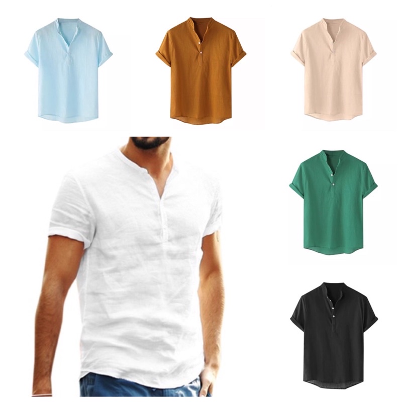 NP Men's Premium Chinese Collar Casual Chino Polo for Men Cotton and ...